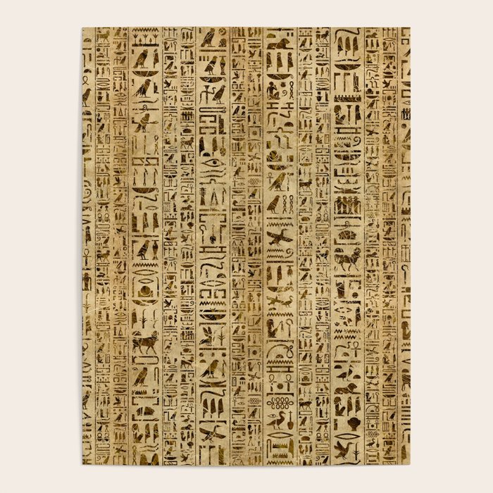 Egyptian hieroglyphs on papyrus Poster by Creativemotions | Society6