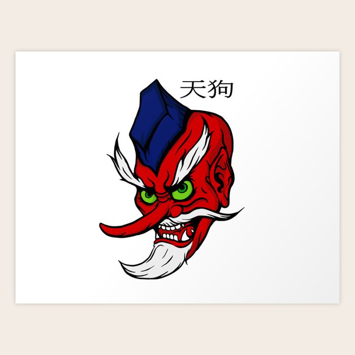 Legendary Tengu Demon Anime Style Art Print by Akaiji | Society6