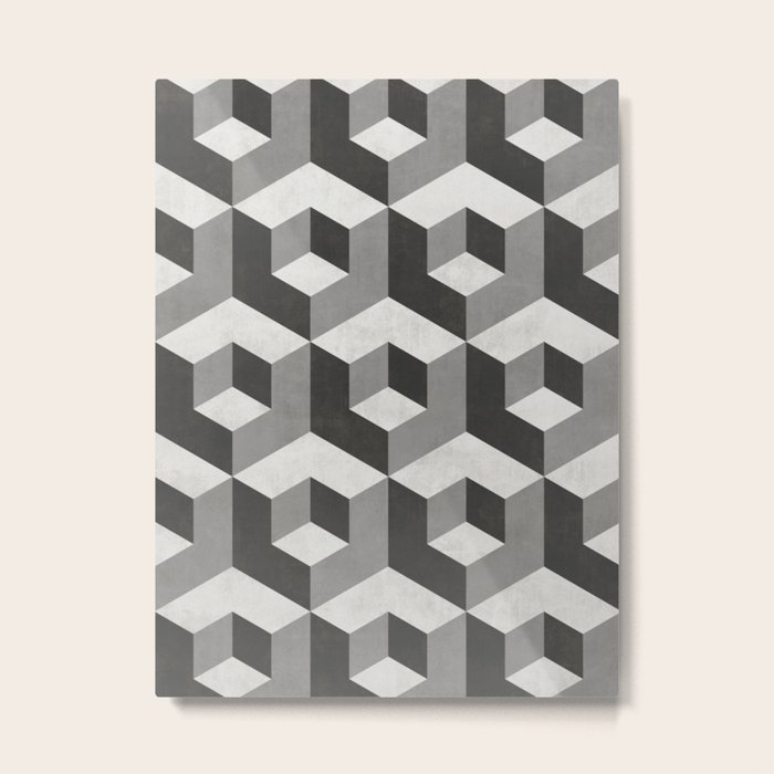 Geometric Cube Pattern 2 - Black, White, Grey Metal Print by Zoltan ...