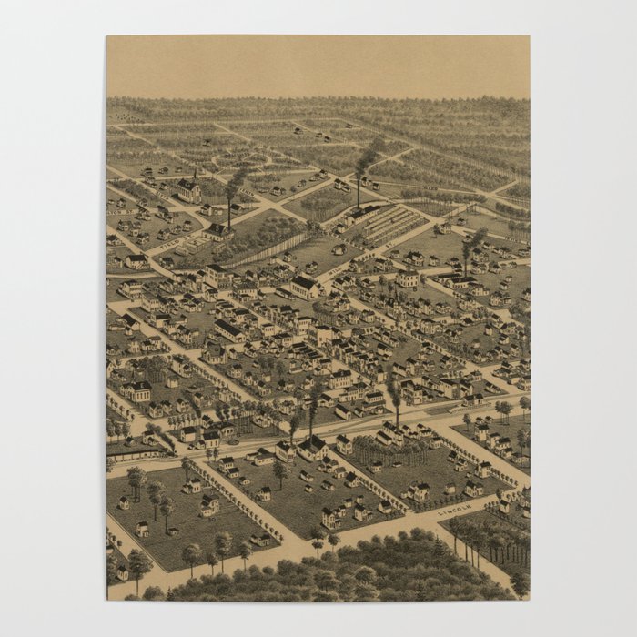 Vintage Pictorial Map of Antigo WI (1886) Poster by BravuraMedia | Society6