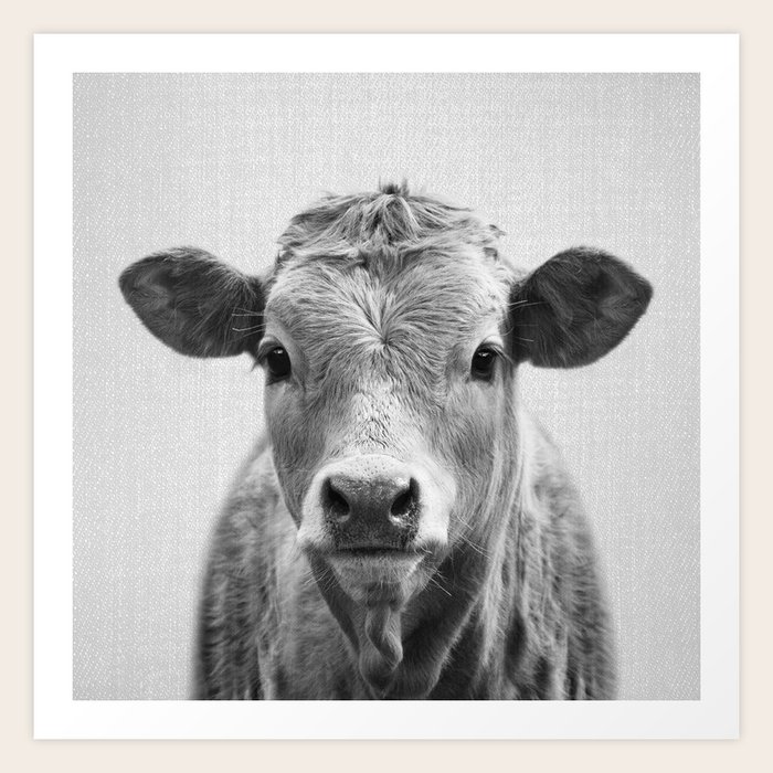 Cow 2 - Black & White Art Print by Gal Design | Society6