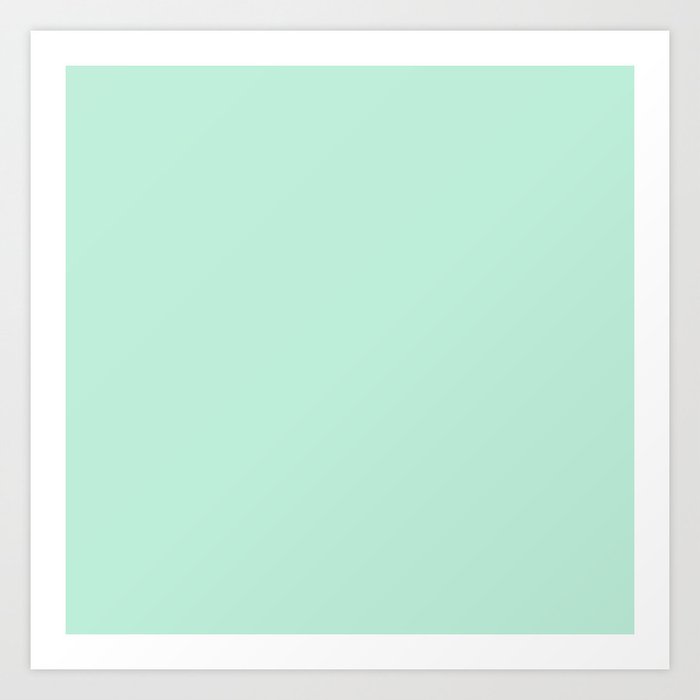 Pastel Mint Green Minimalist Solid Color Block Spring Summer Art Print ...