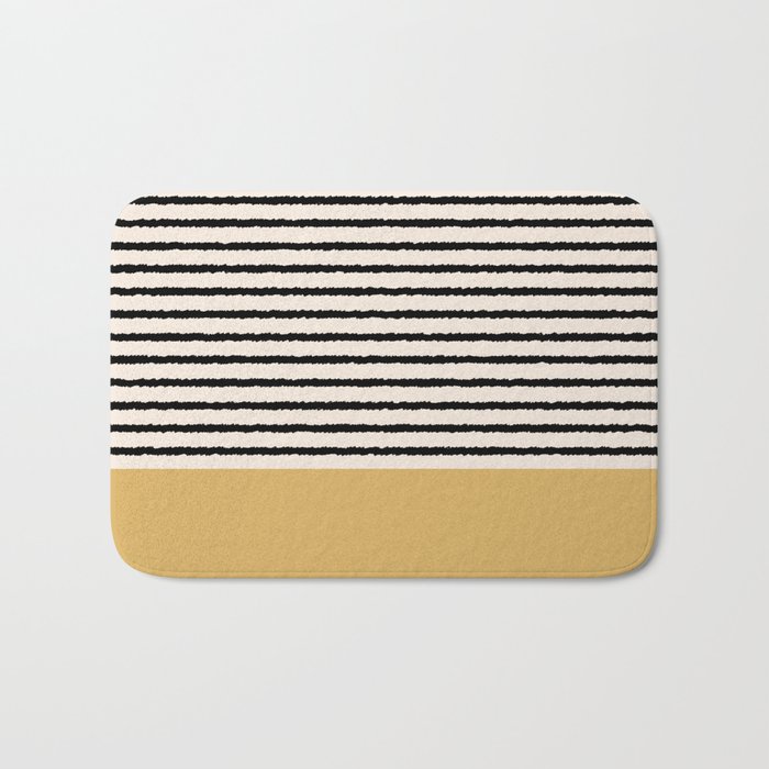 Texture - Black Stripes Gold Bath Mat by MoonlightPrint | Society6