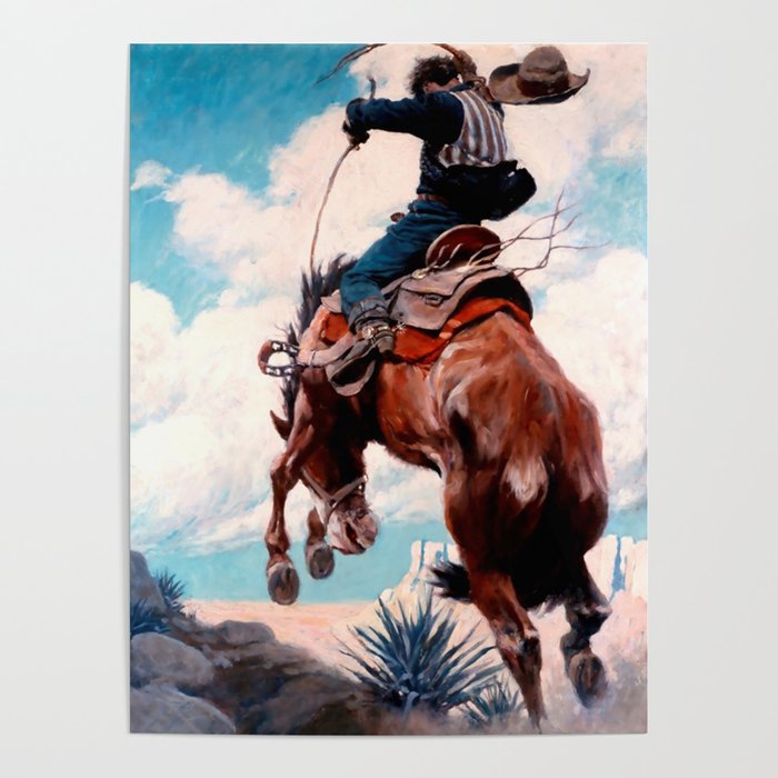 Vintage Western Painting “Bucking” by N C Wyeth Poster by Patricia ...